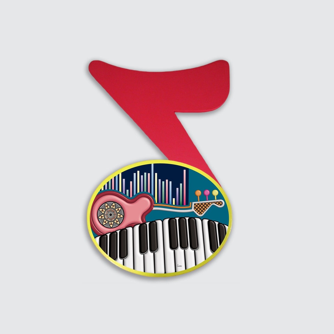 Abstract Musical Note Wood Sculpture: Colorful Piano Keys Art - Etsy