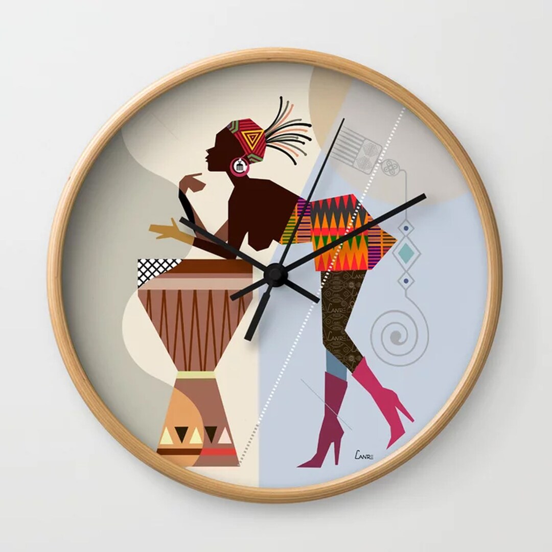 Black Woman Wall Clock, Melanin Girl Timepiece Afro Bohemian Décor - Etsy