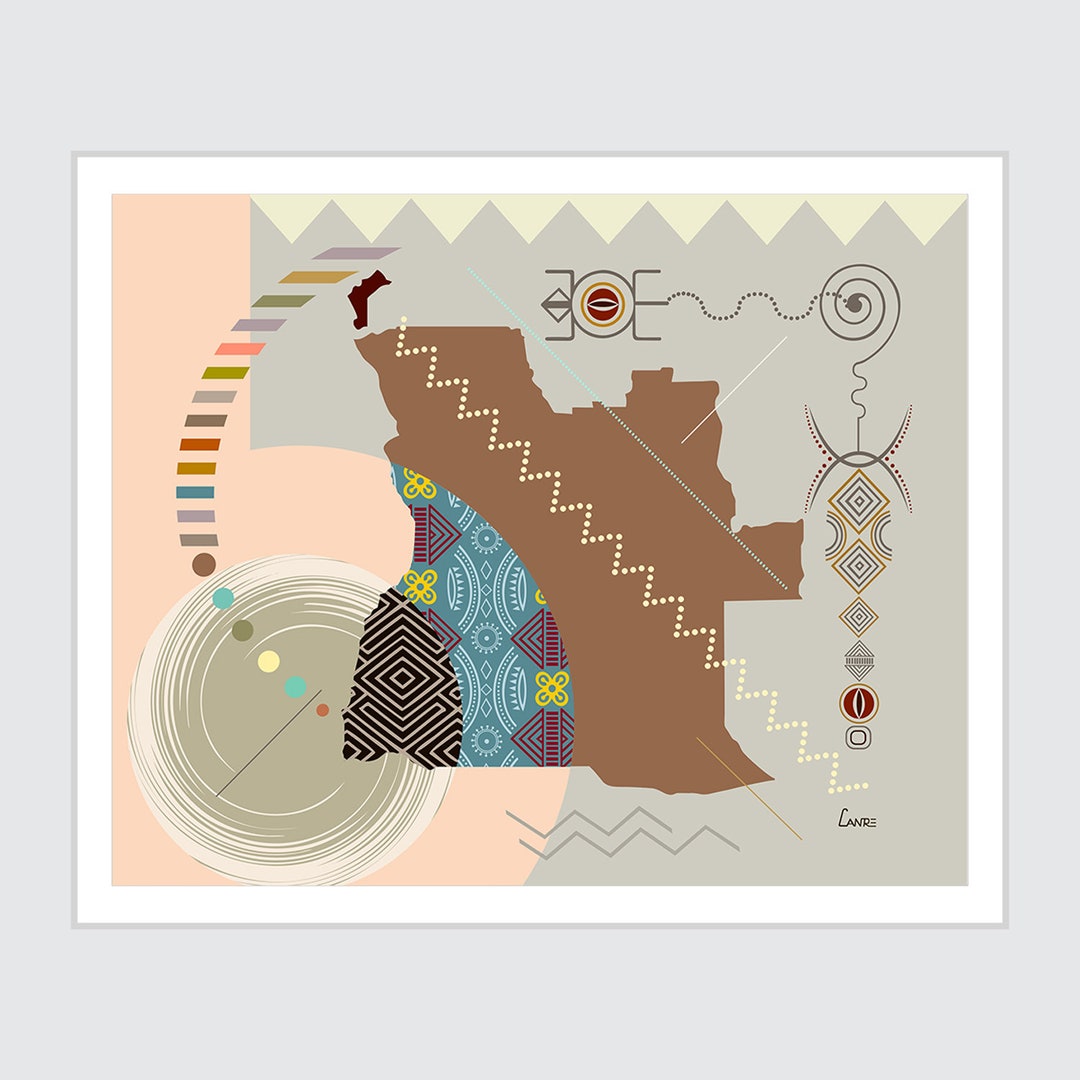 Angola Map Art Print Luanda Central Africa Wall Decor - Etsy UK