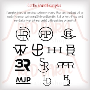 Cattle Brand Decal, Cow Brand Decal, Cattle Decal, Custom Cattle Brand ...