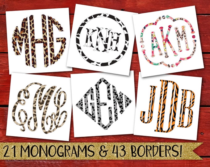 Leopard Print Monogram, Monogram Car Decal, Monogram for Women, Laptop ...