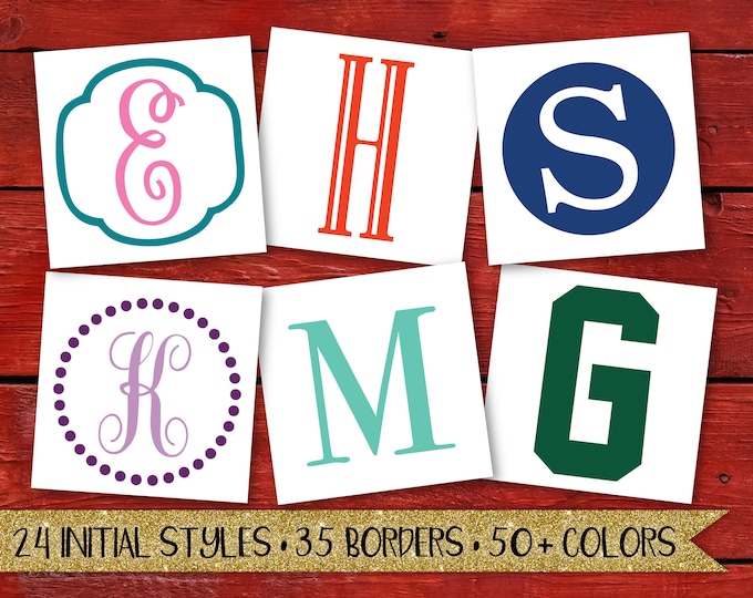 Single Letter Decal, Initial Sticker, Monogram Vinyl Decal for Tumblers ...