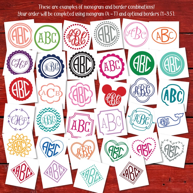 Monogram Decal Monogram Sticker Car Decal Vinyl Monogram - Etsy