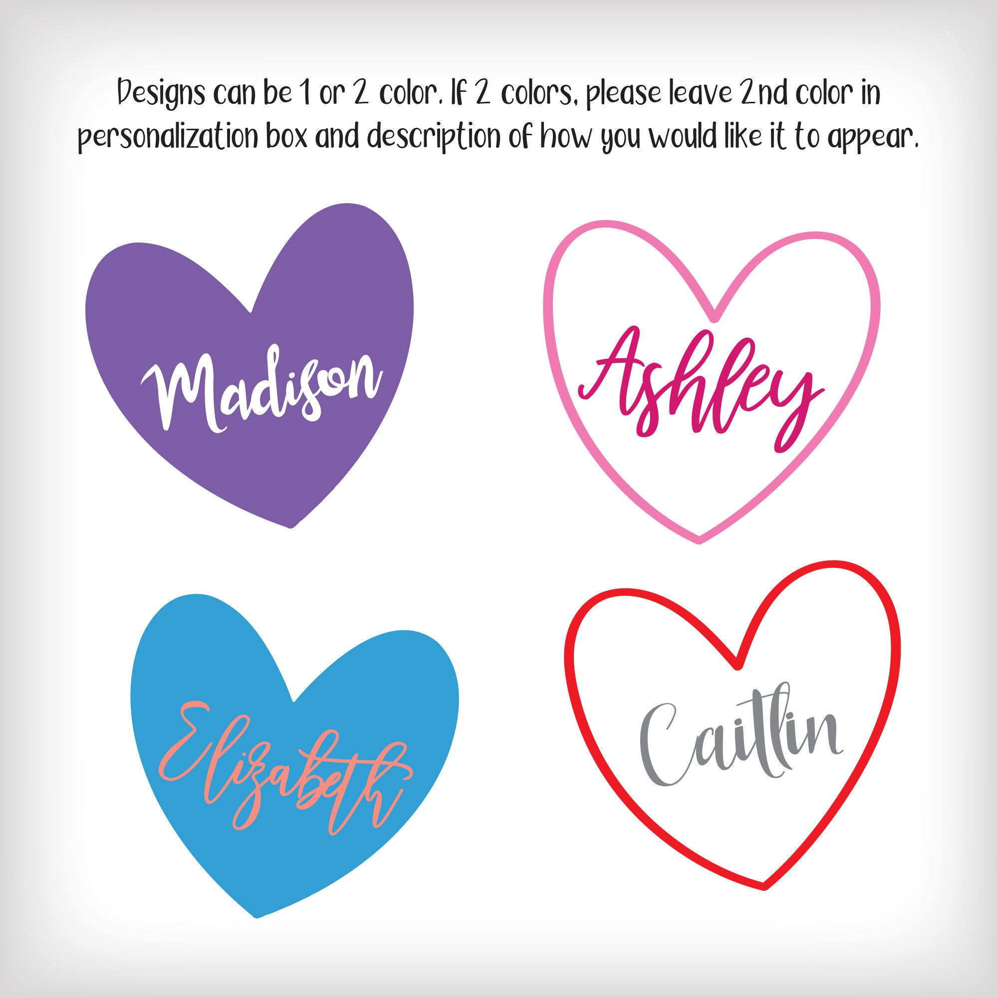 Heart Decal Heart Name Sticker Personalized Heart Decal Custom | Etsy