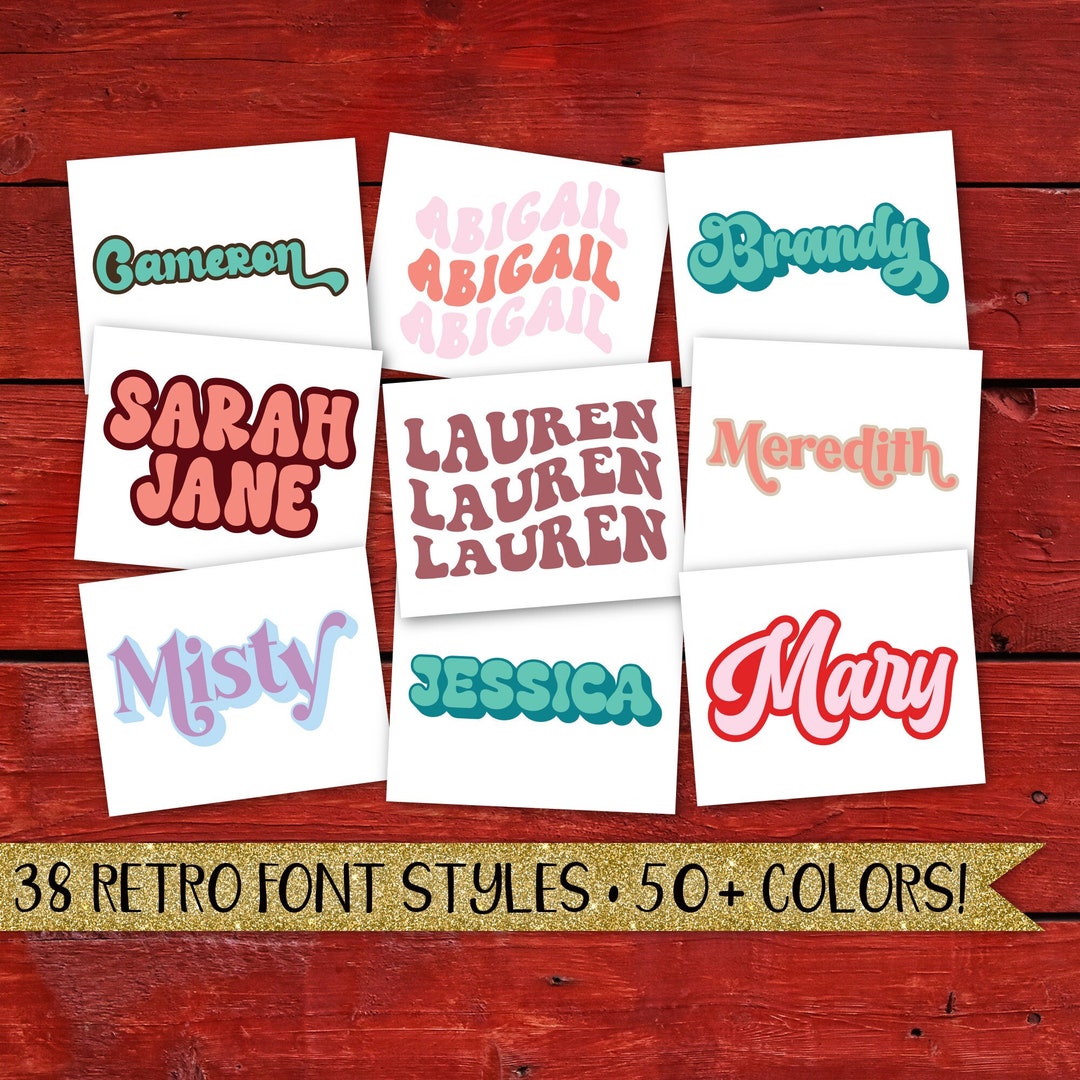 Retro Name Decal, Retro Custom Name Sticker, Retro Name Vinyl Sticker ...
