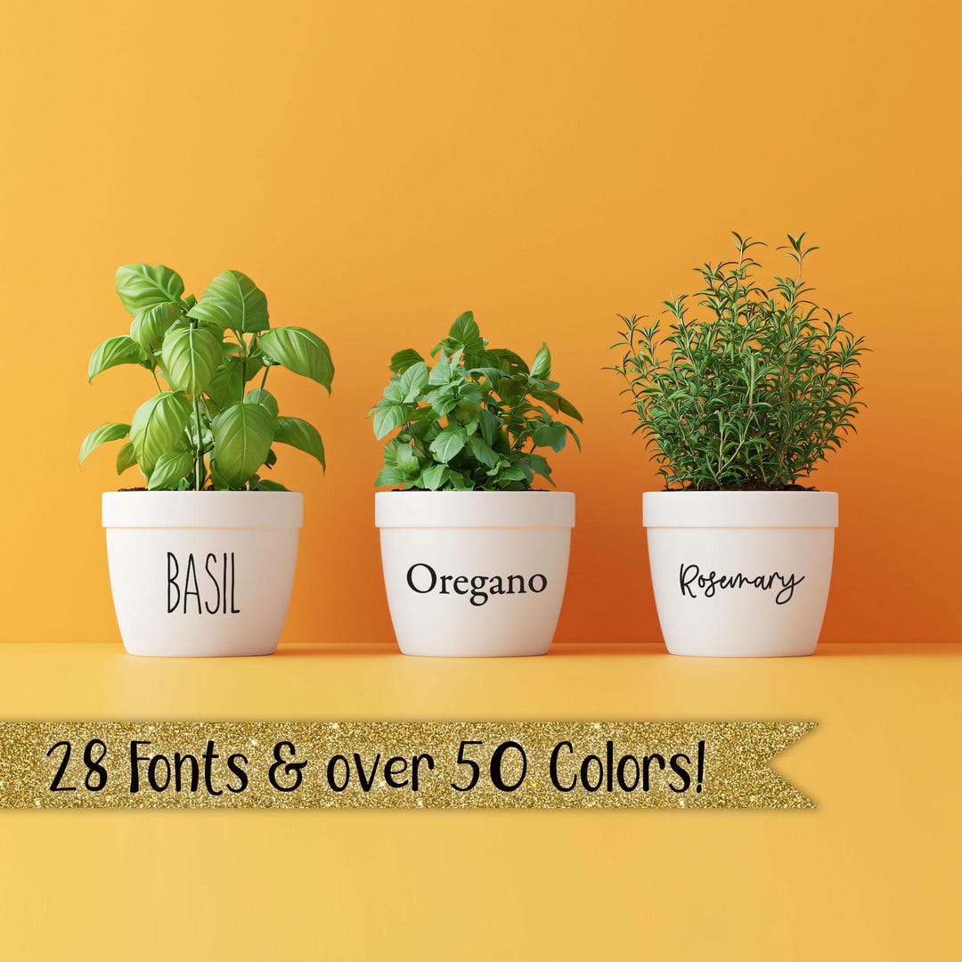 Herb Decals, Herb Decals Farmhouse, Herb Decals for Pots, Potted Plant ...