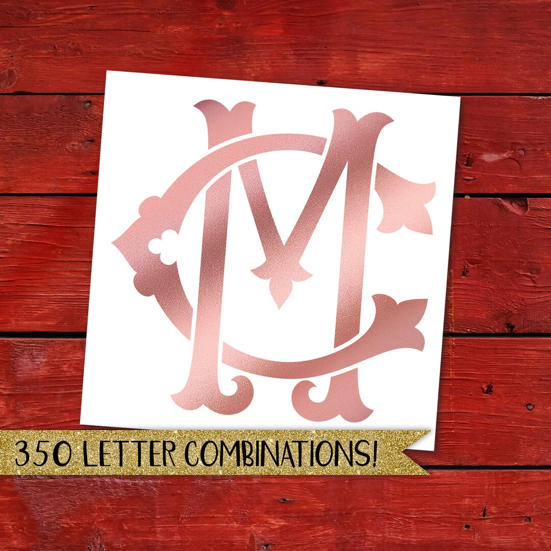 Two Letter Monogram Decal, Two Letter Monogram Sticker, Couples ...