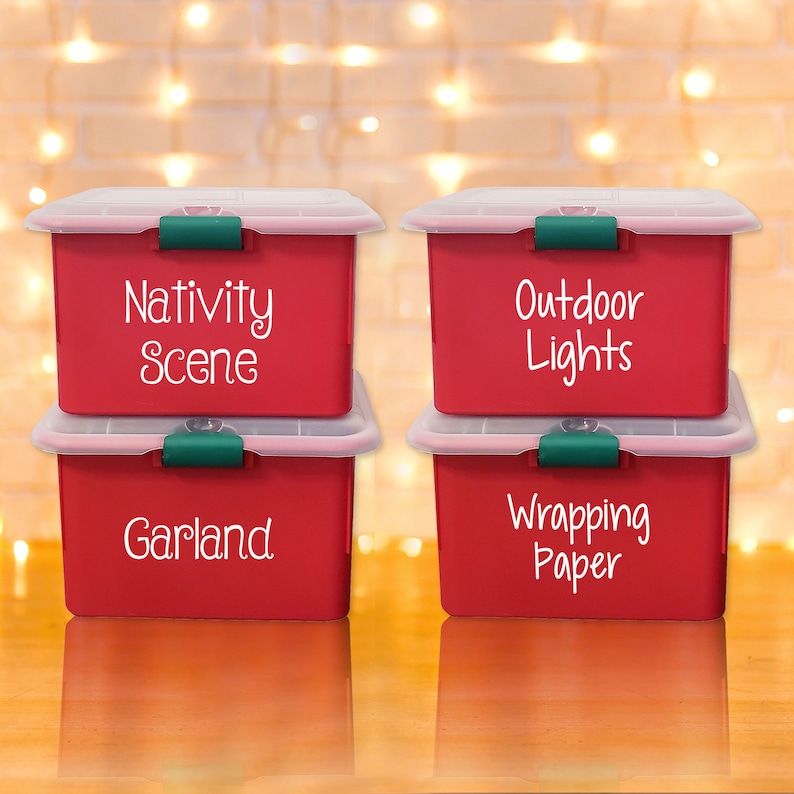 Storage Container Labels Storage Bin Decals Christmas - Etsy