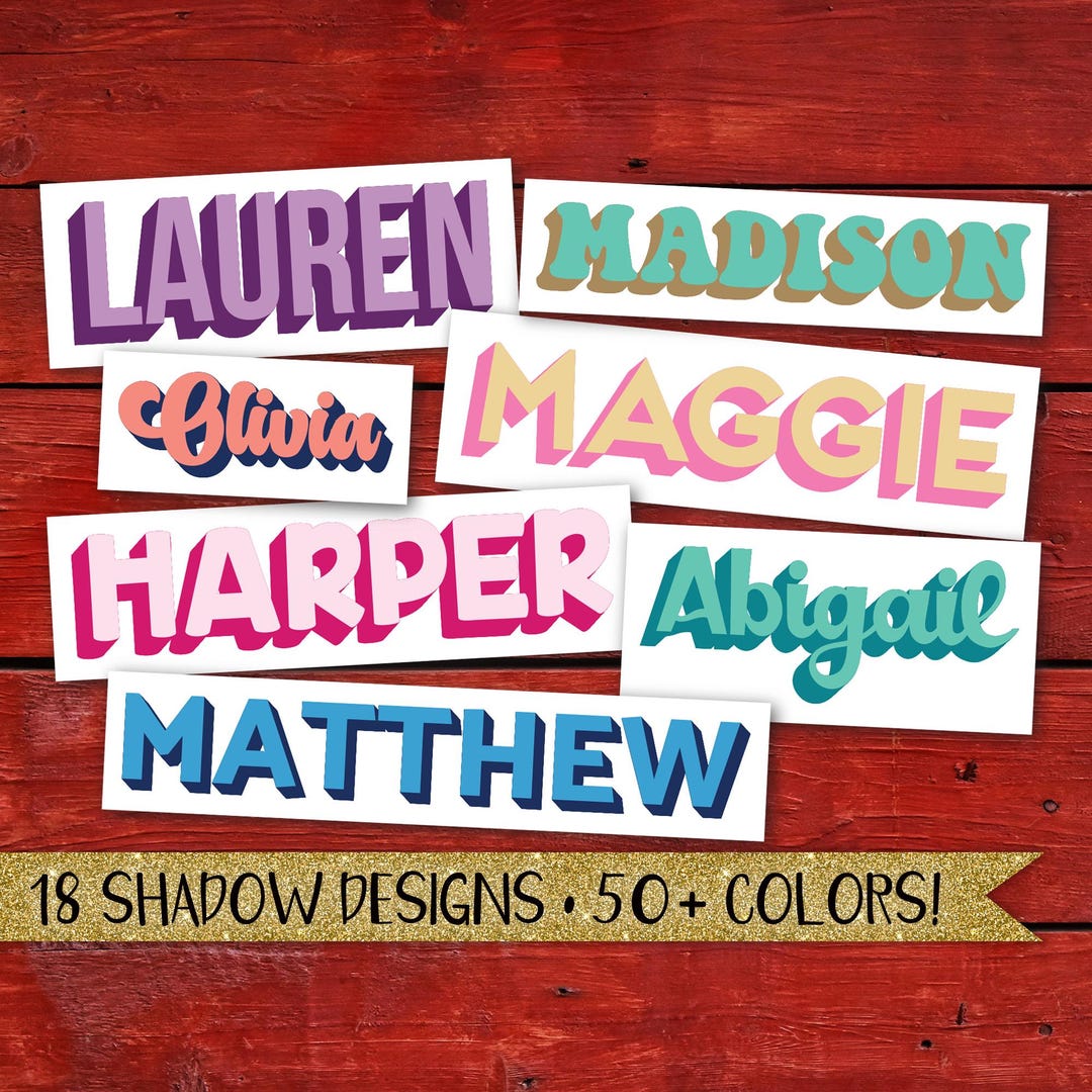 Shadow Name Decal, Double Layer Name Decal, Layered Vinyl Name Decal ...