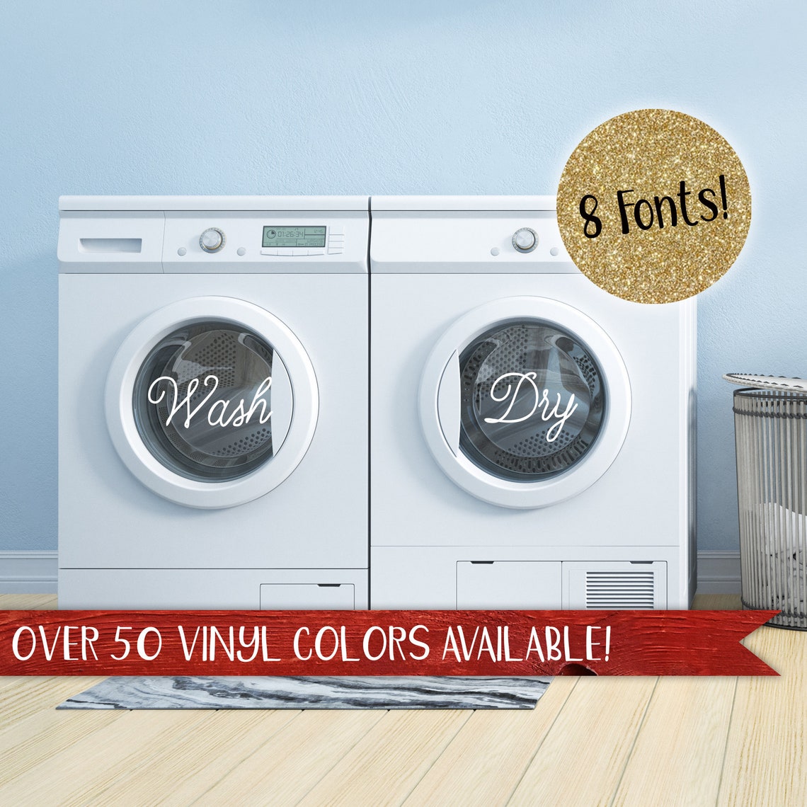 Wash Dry Decals Washer Dryer Laundry Room Decals Wash and - Etsy