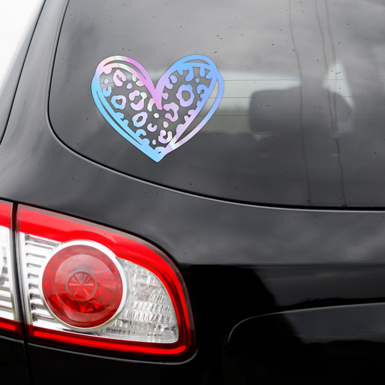 Cheetah Decal, Cheetah Heart Sticker, Leopard Heart Decal, Black ...