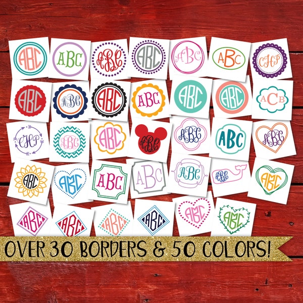 Girly Monogram Decal - Etsy