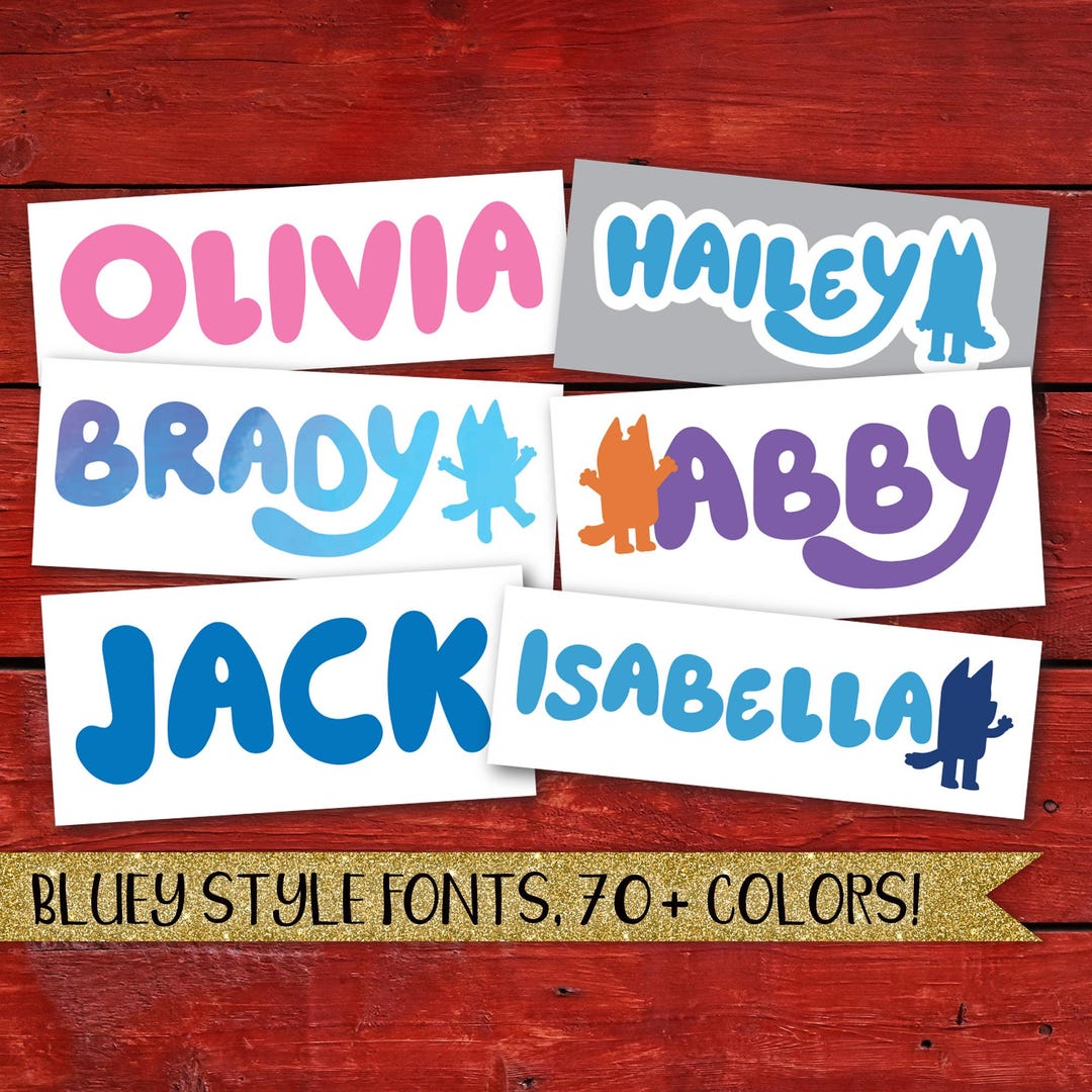Bluey Name Decal, Bluey Name Sticker, Bluey Font, Bluey Car Decal ...
