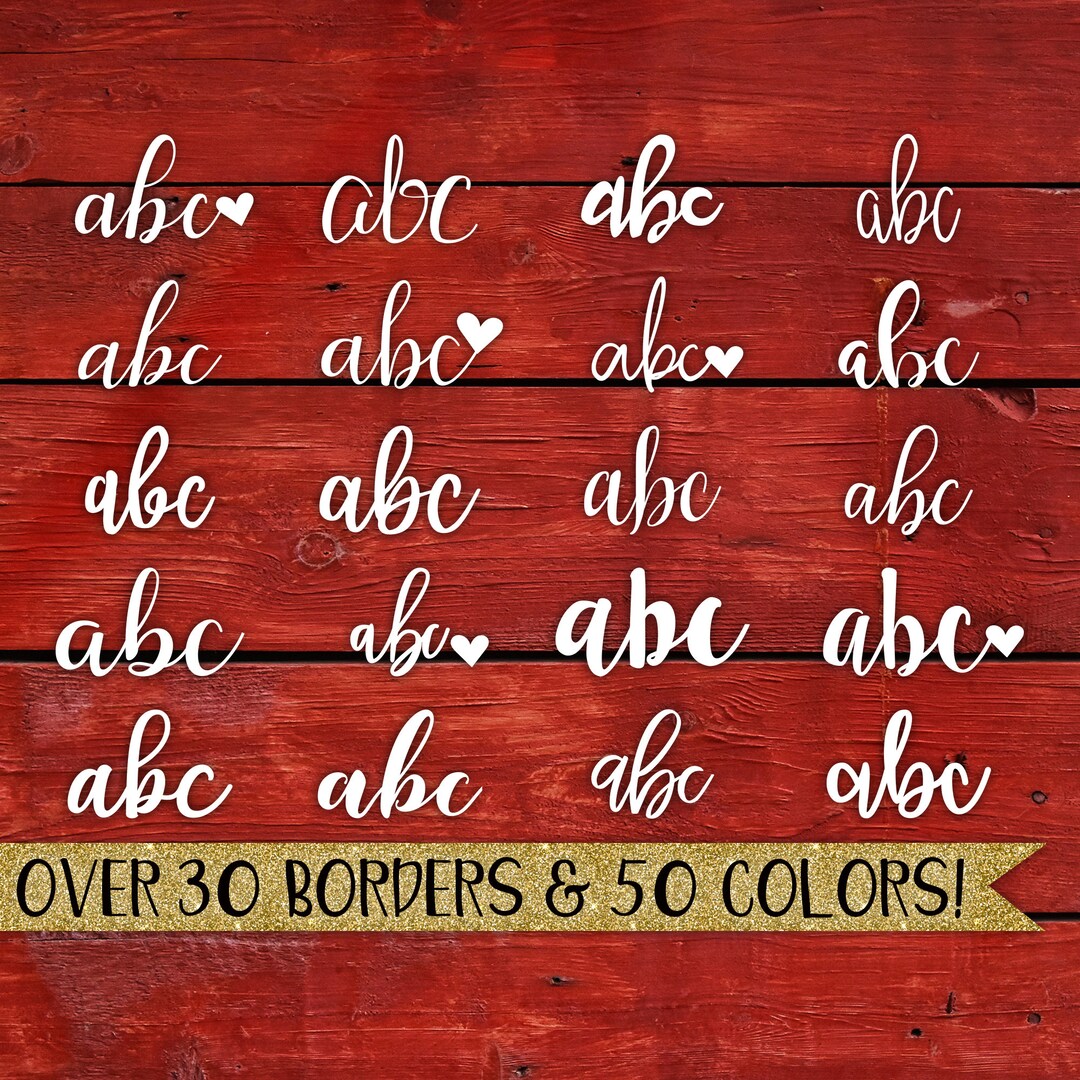 Lowercase Monogram Car Decal Heart Letter Sticker Circle Border Script ...