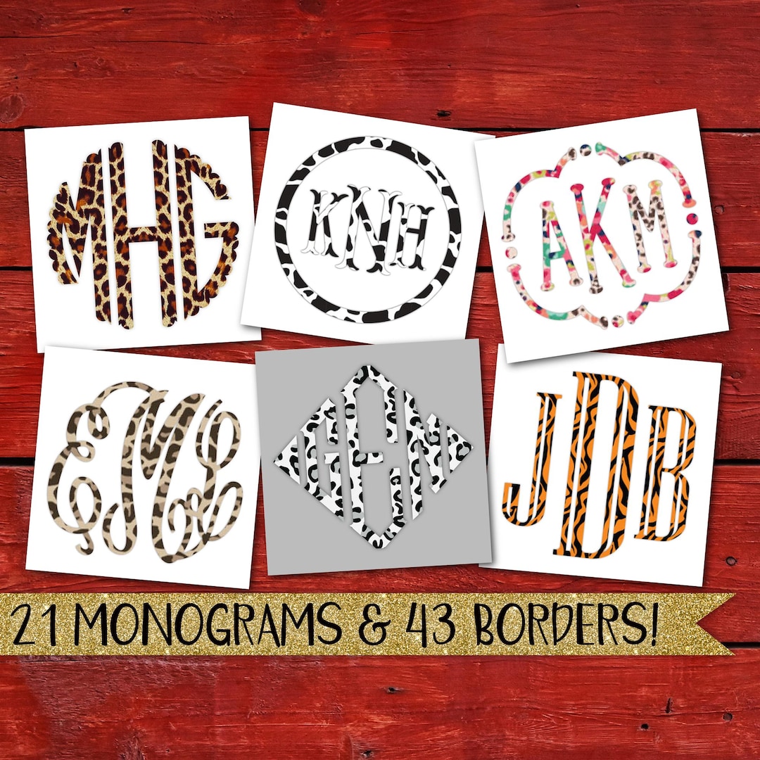 Leopard Monogram Decal, Sticker, Snow Leopard, Animal Print Monogram ...