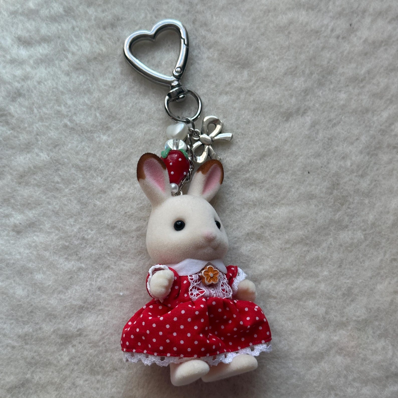 Calico Critter Keychain: Chocolate Rabbit Family Beaded Bag Charm - Etsy
