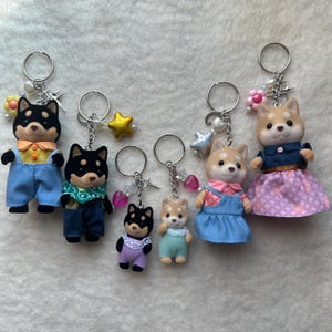 Calico Critter Keychain: Shiba Dog Family Beaded Bag Charm - Etsy