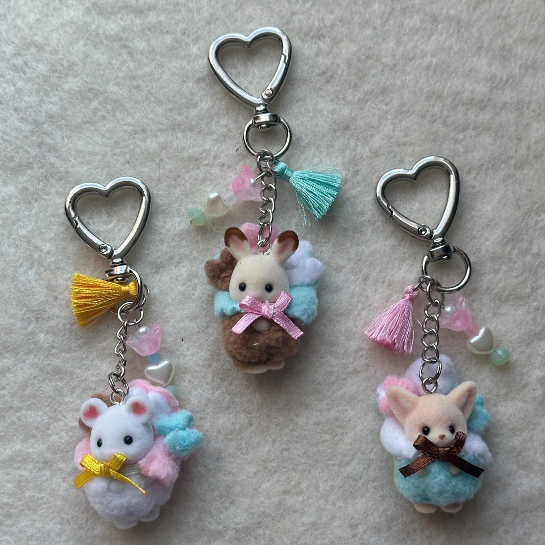 Calico Critter Keychain: Beaded Teeny Popcorn Pals Charm - Etsy