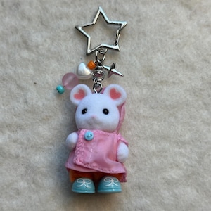 Calico Critter Keychain: Raincoat Babies Beaded Bag Charm - Etsy