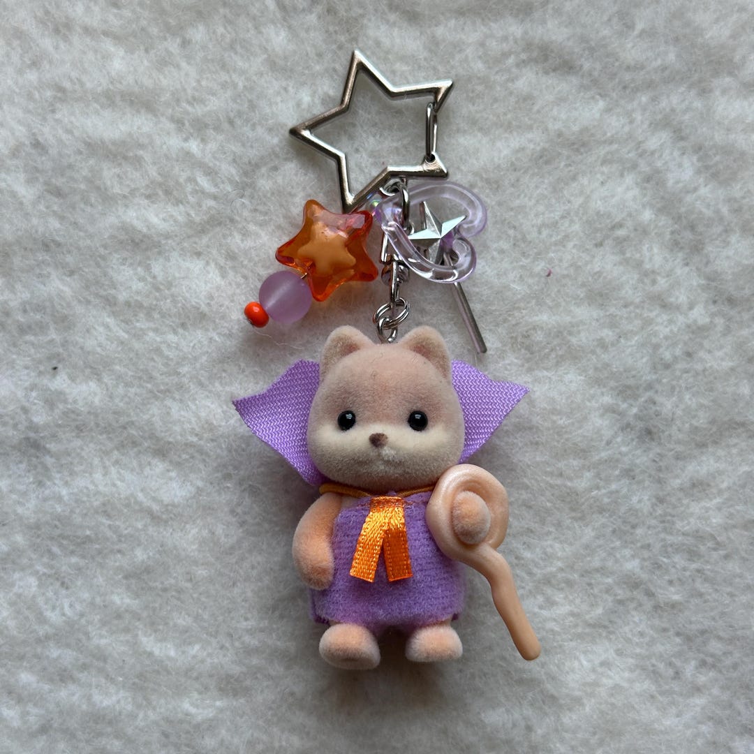 Calico Critter Mage Keychain – Kawaii Beaded Charm - Etsy