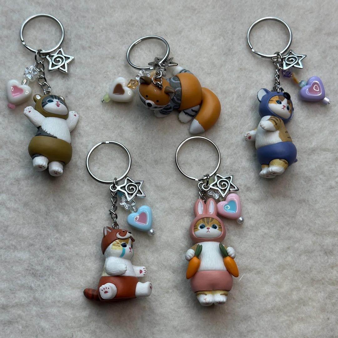 Mofusand Costume Keychain: Kawaii Beaded Bag Charm - Etsy