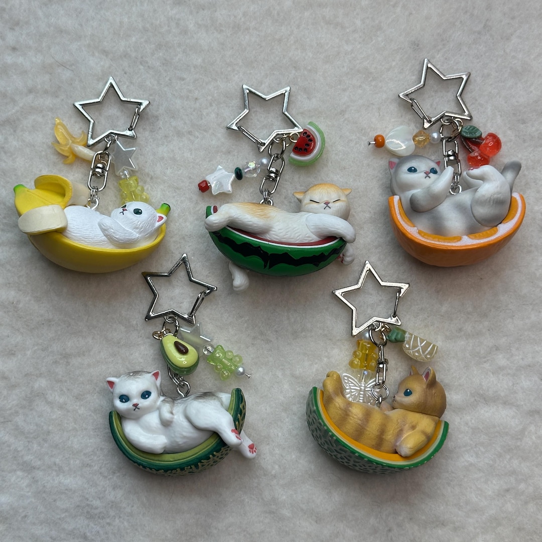 Mofusand Cat Keychain: Kawaii Fruit Costume Bag Charm - Etsy