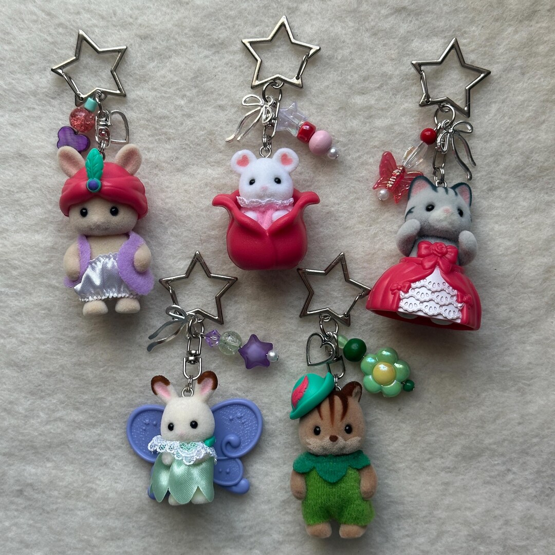 Calico Critters Keychain | Baby Fairytale Series, Beaded Charm - Etsy