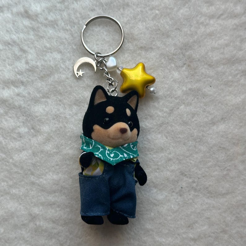 Calico Critter Keychain: Shiba Dog Family Beaded Bag Charm - Etsy