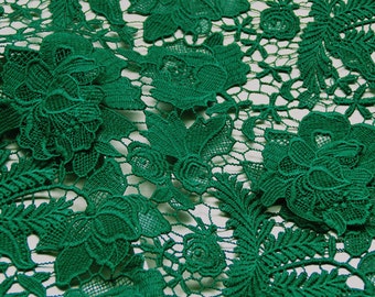 emerald green lace fabric guipure lace fabric bridal lace | Etsy