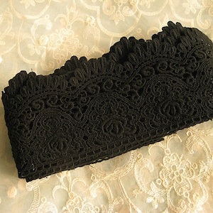 Black Cotton Lace Trim, Black Scallop Lace Trim, Cotton Guipure Lace ...