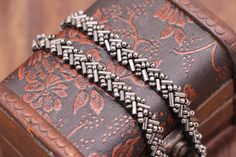 Rose gold bead heavy beaded lace trim bugle bead lace tape | Etsy