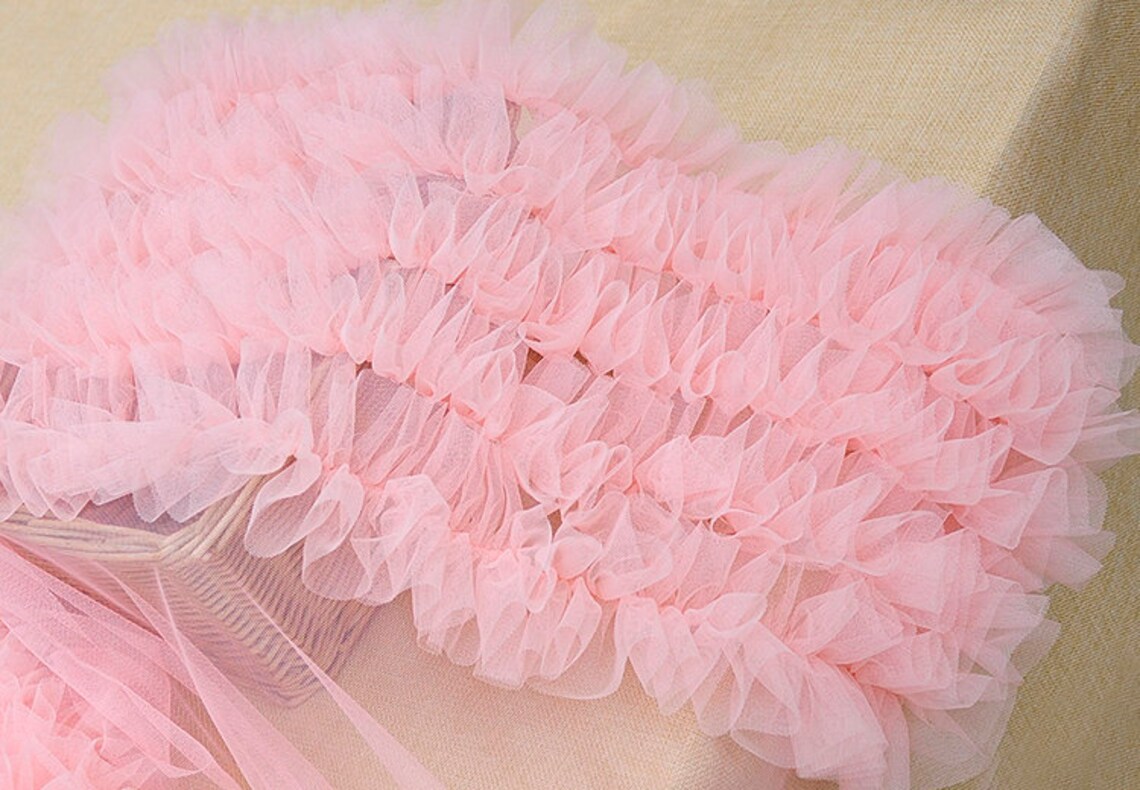 Pink Frill Lace Trim, Dense Ruffled Lace Trim, Ruffles Lace Trim, Tutu ...