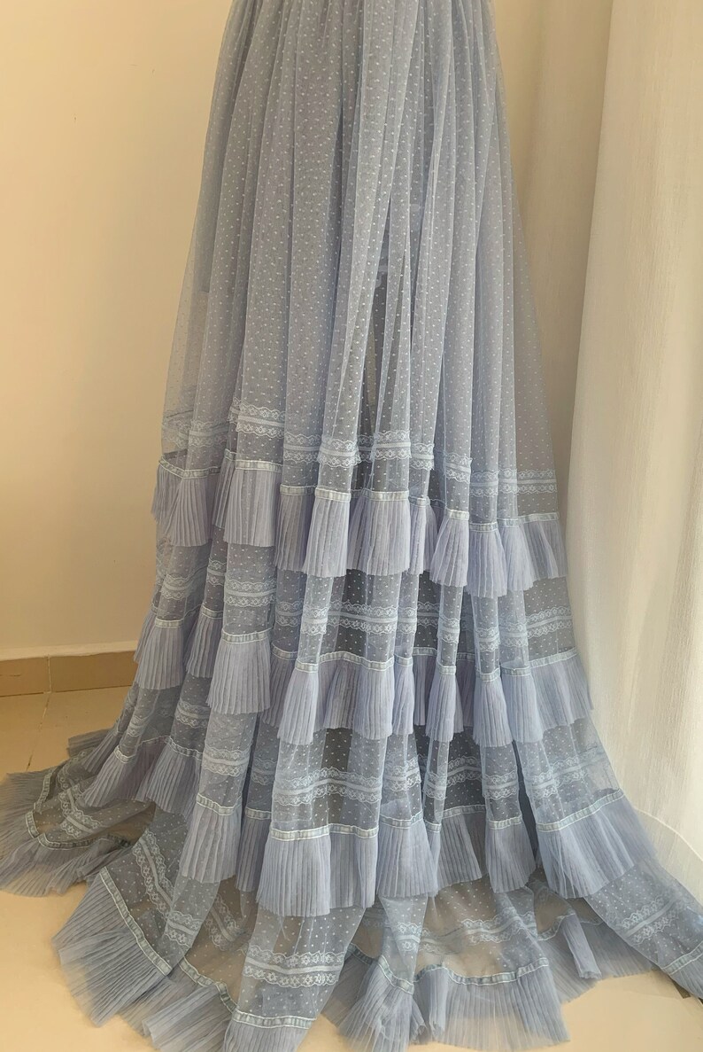 Pale Blue Ruffled Tulle Fabric Ruffle Fabric for Cake Dress | Etsy