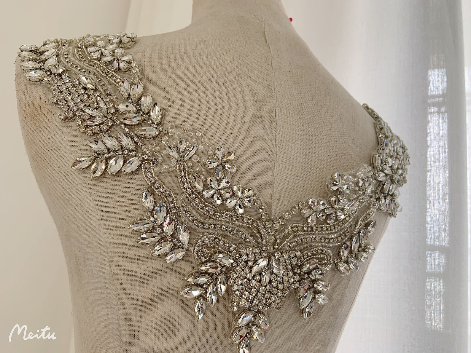 Rhinestone Bridal V Neckline Applique for Bridal Dress, Costume Dress ...