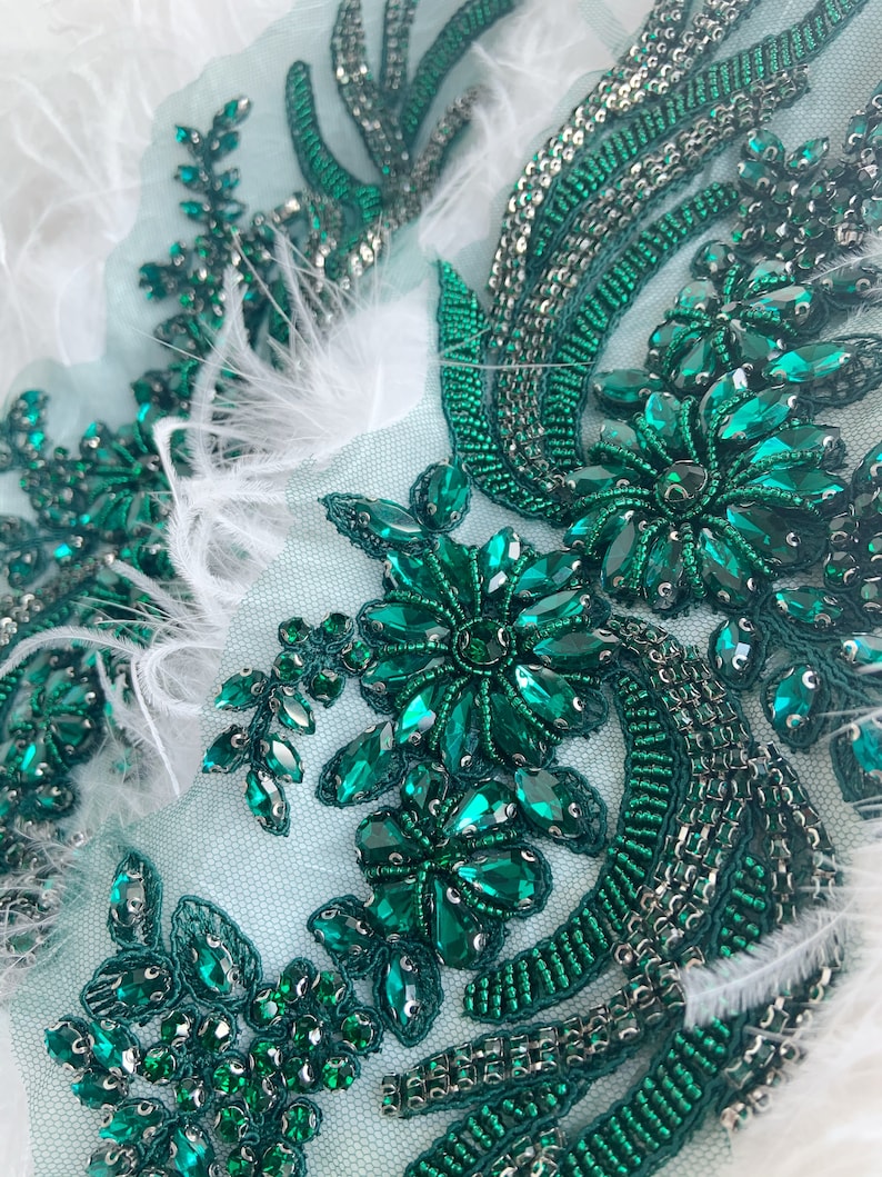 Emerald Green Rhinestone Applique for Dress Couture Dance - Etsy
