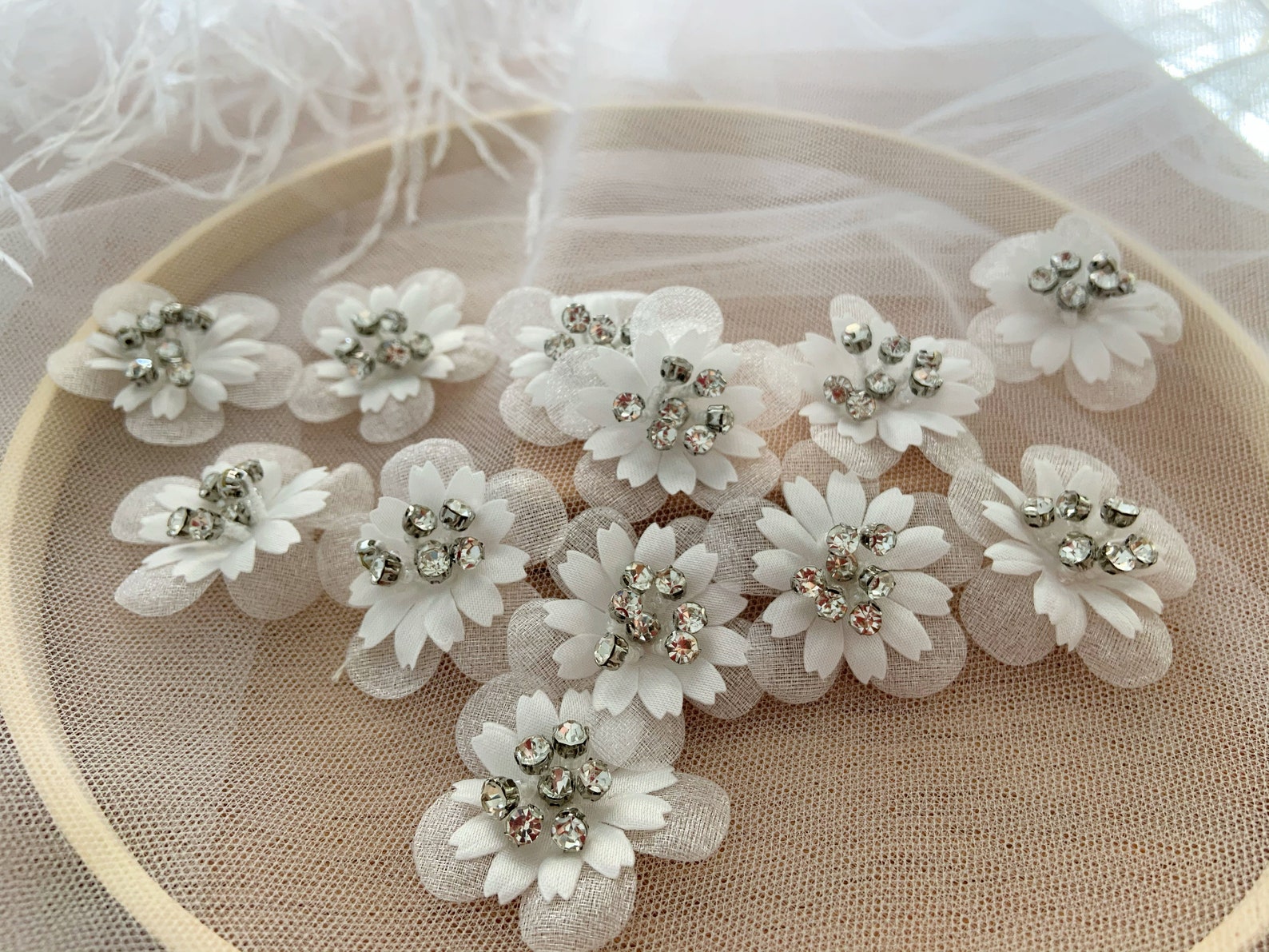 5pcs 3d off White Flowers Applique Hand Crafted Bead Flowers | Etsy