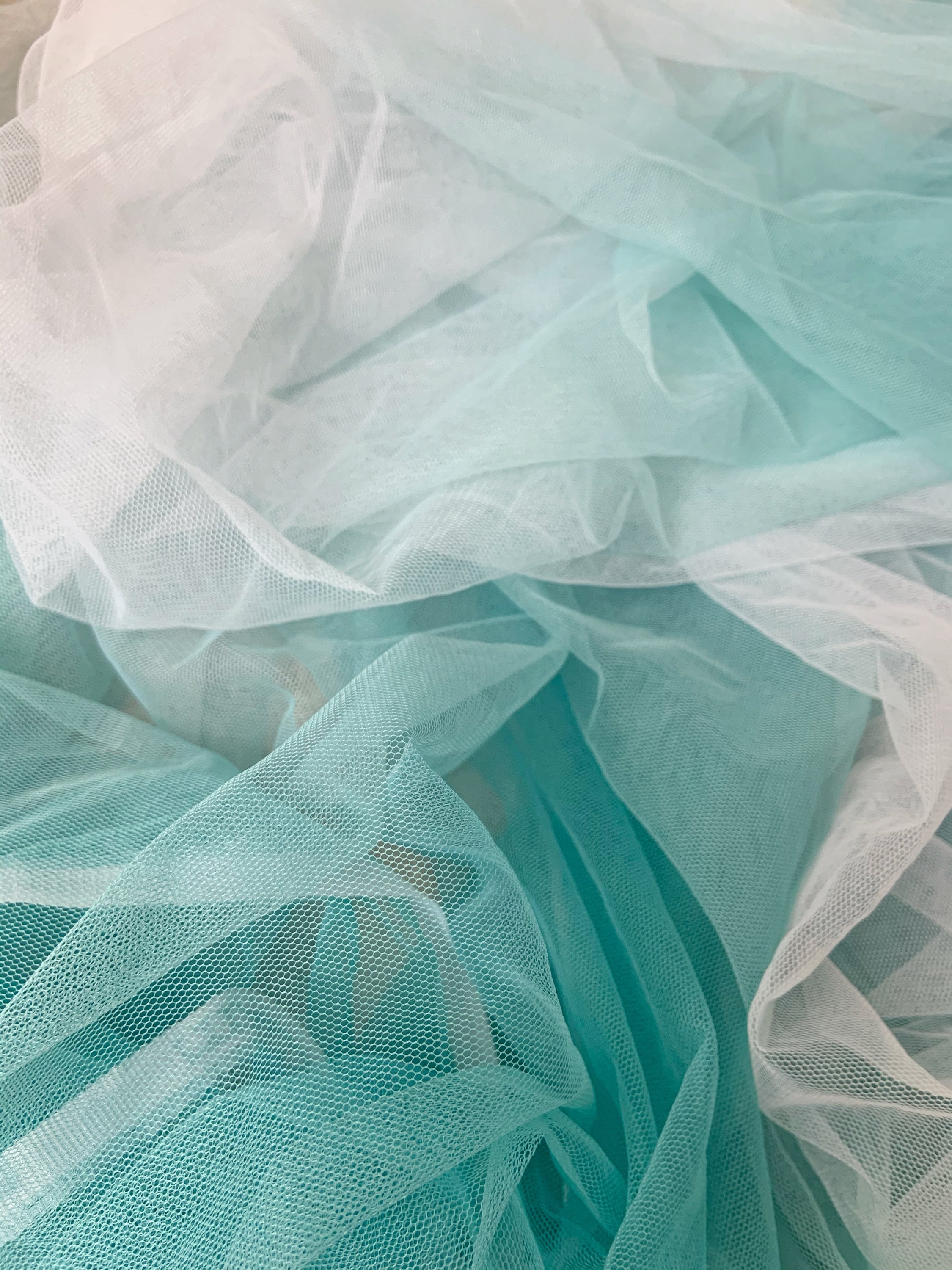 Dip dye style tulle fabric with Ombré colors green and white | Etsy
