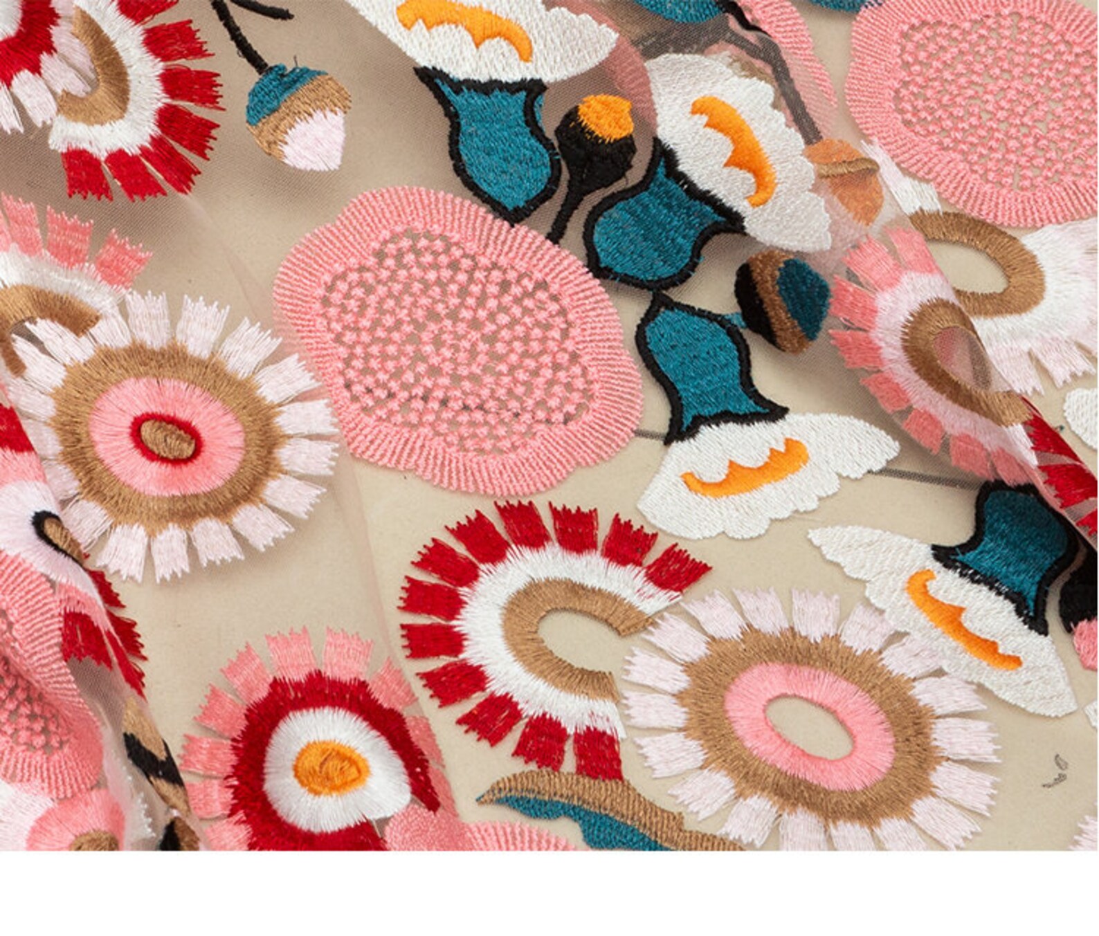 Embroidered Tulle Lace Fabric Multi-color Lace Fabric With - Etsy