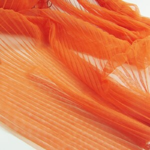 Orange Tulle Accordion Pleated Fabric, Tulle Fabric With Vertical ...
