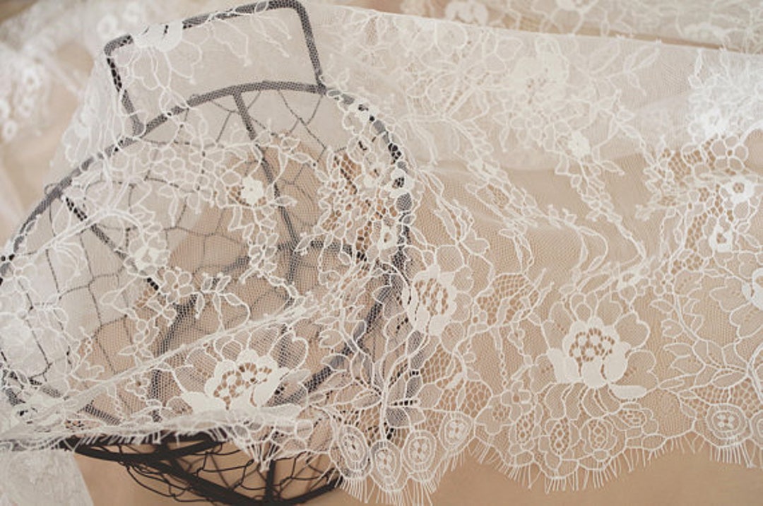 Ivory Chantilly Lace Fabric, French Chantilly Lace One Yard - Etsy