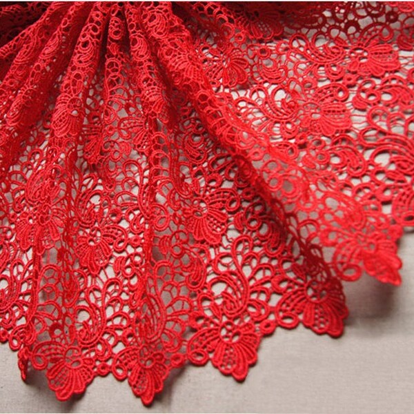 Red Lace Fabric - Etsy