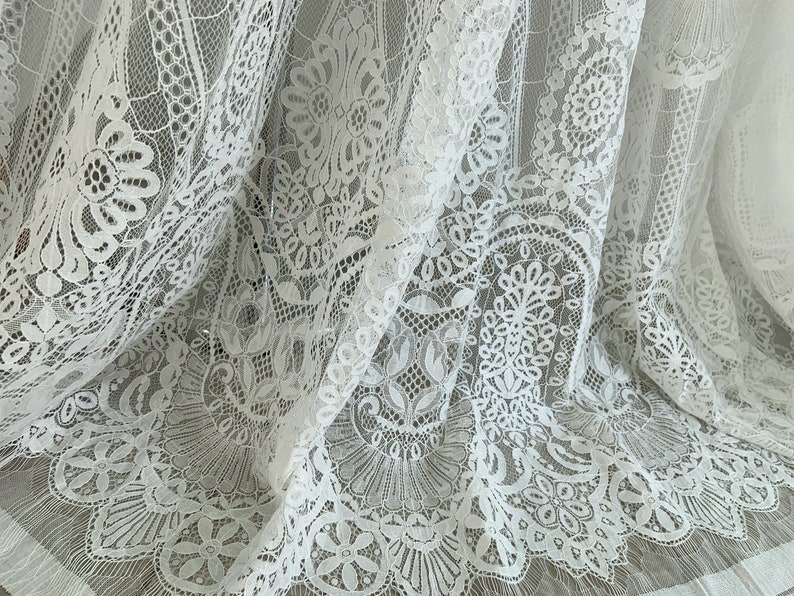 French Chantilly Lace Fabric With Retro Patterns New Arrival | Etsy