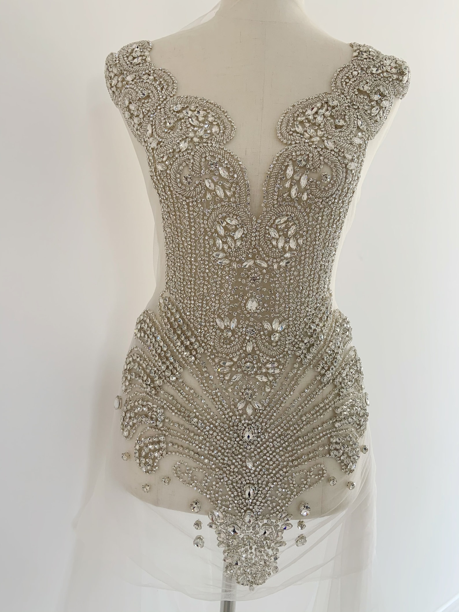 Large Rhinestone Bodice Applique for Bodysuit, Bodysuit Embellishment ...