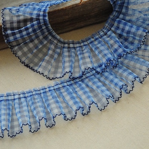 5 Yards Blue Ruffled Trim With Checks, Fill Trim With Checks - Etsy