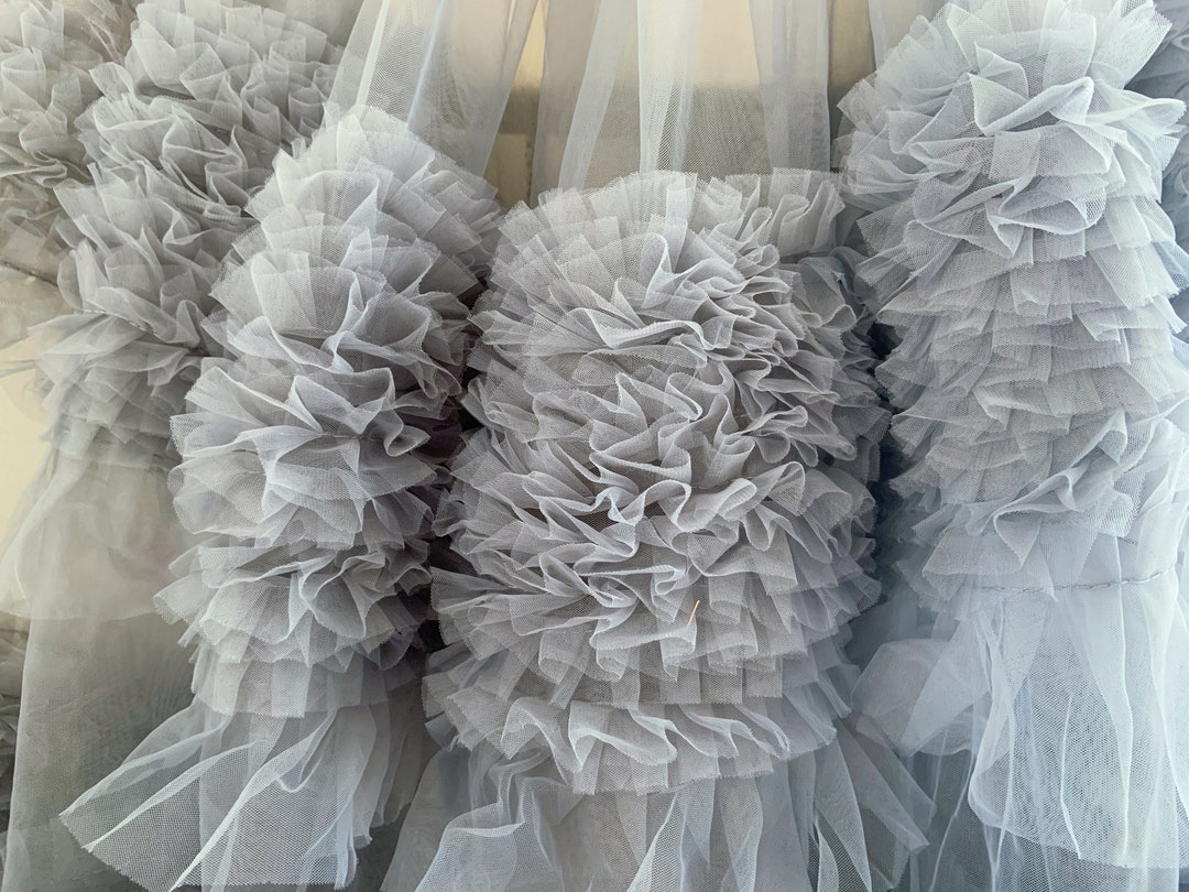 Soft Tulle Ruffle Fabric Puffy Cake Dress Fabric Dust Blue Ruffles for Dress and Costume Etsy