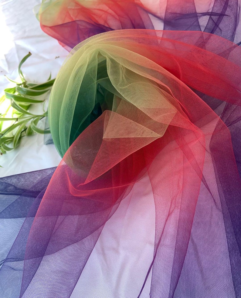 Multi Color Tie-dyed Style Tulle Fabric With Gradient Colors - Etsy