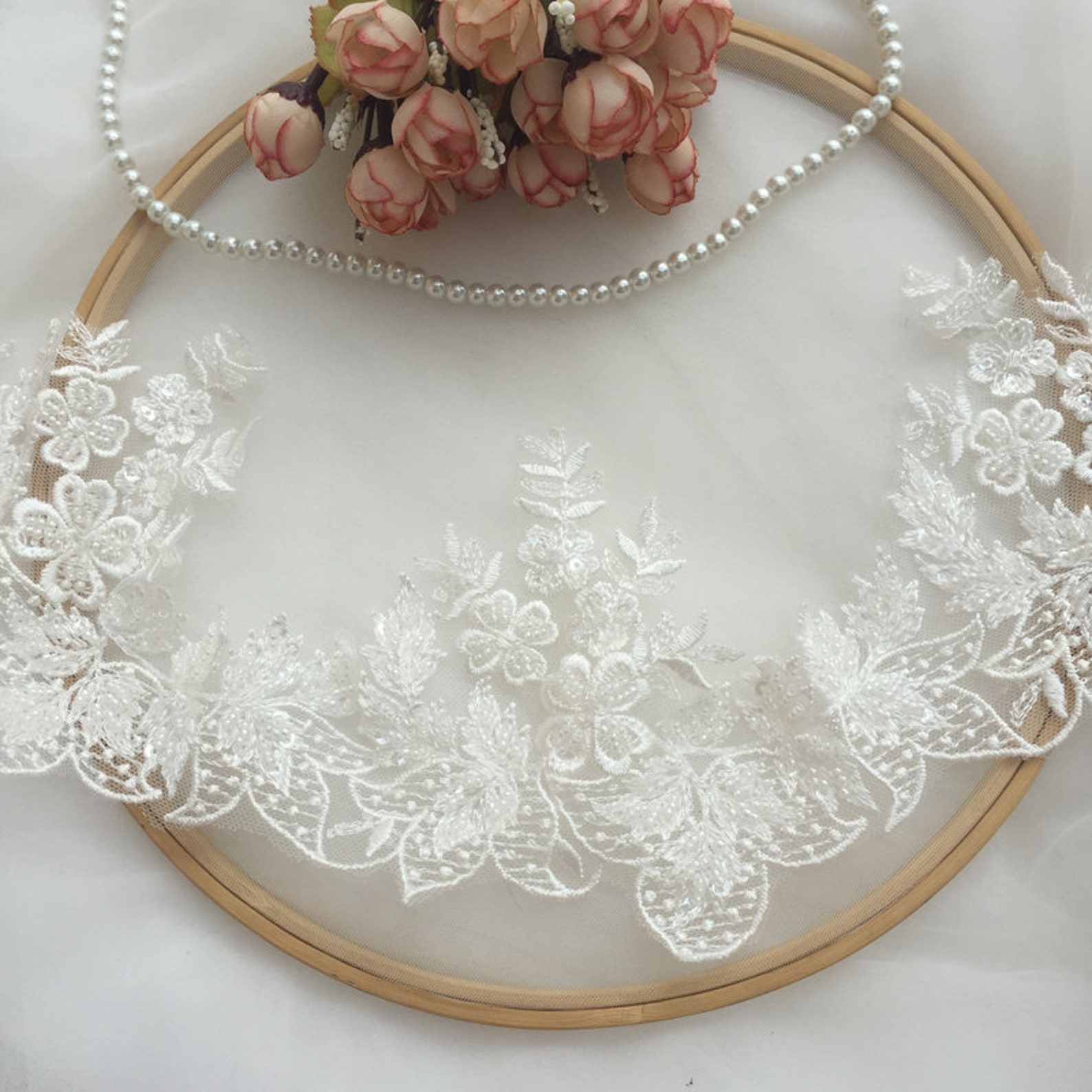 Bridal Beaded Lace Trim by the Yard - Etsy