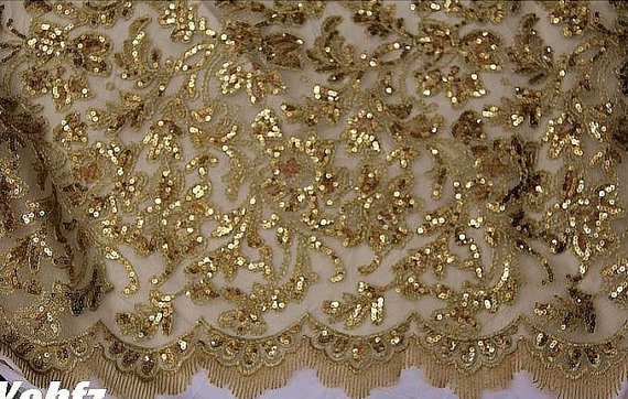 Gold Lace Fabric Gold Lace Alencon Lace in Gold Wedding | Etsy