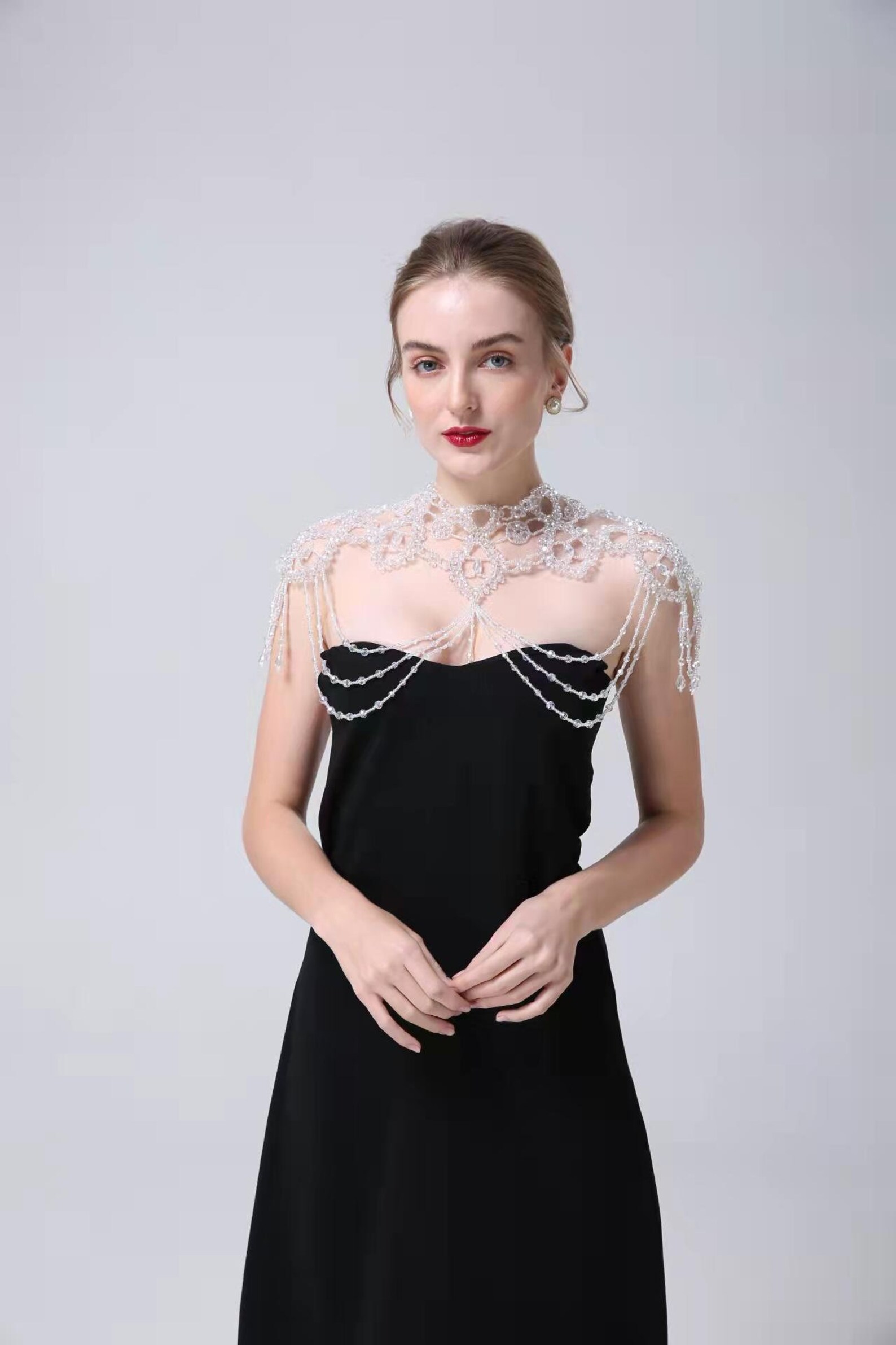 Hand Crated Pearl Beaded Cape Deluxe Pearl Cape - Etsy