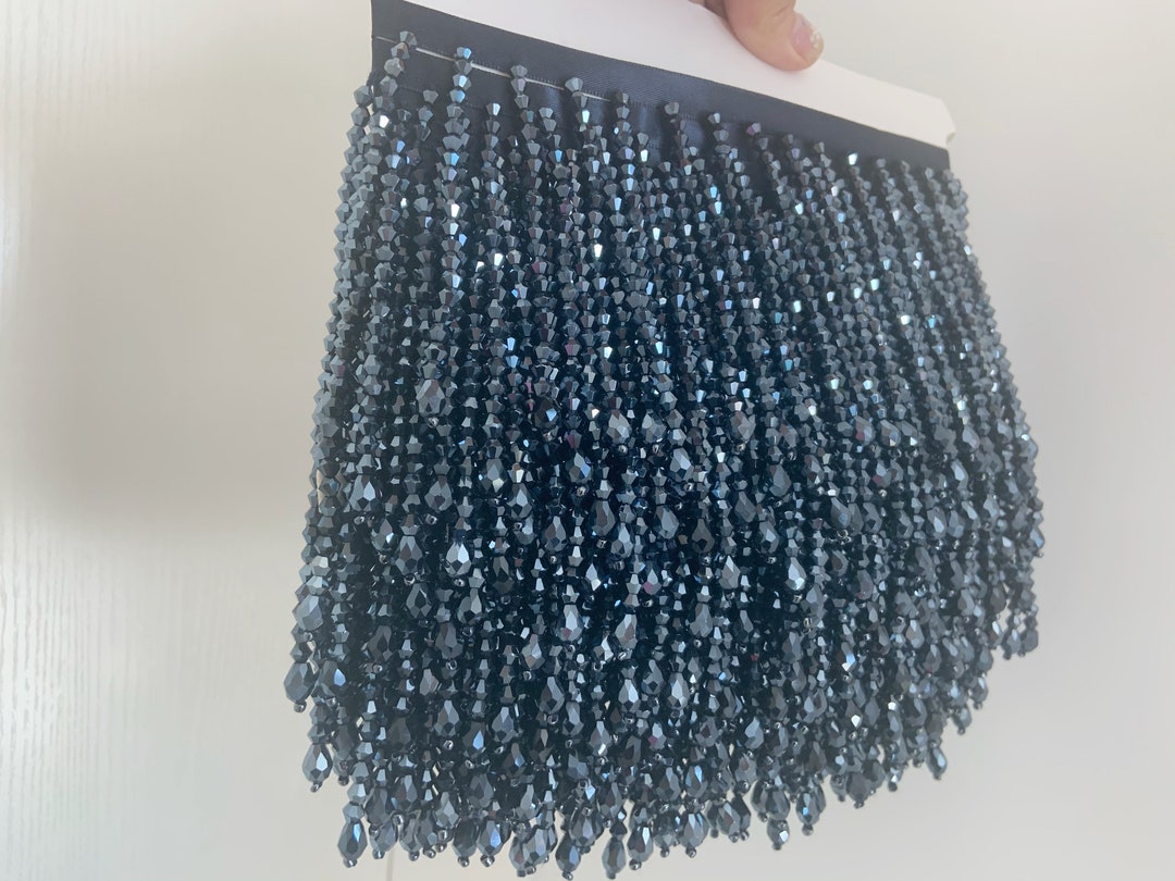 Sparkle Crystal Bead Fringe Trim for Haute Couture, Handmade Bead ...
